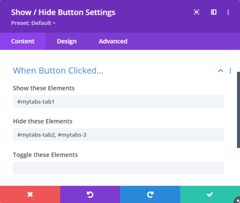 Create Tabs with Divi Show / Hide Button - Divi Booster