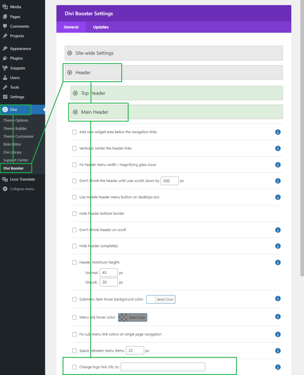 Change the Divi Logo Link - Divi Booster