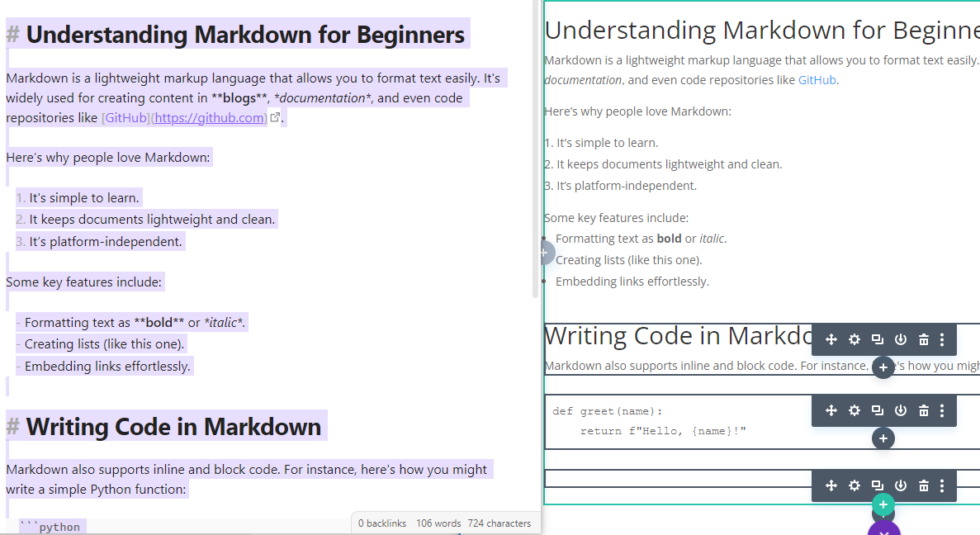 Effortlessly Transfer Markdown Content into Divi Sections - Divi Booster