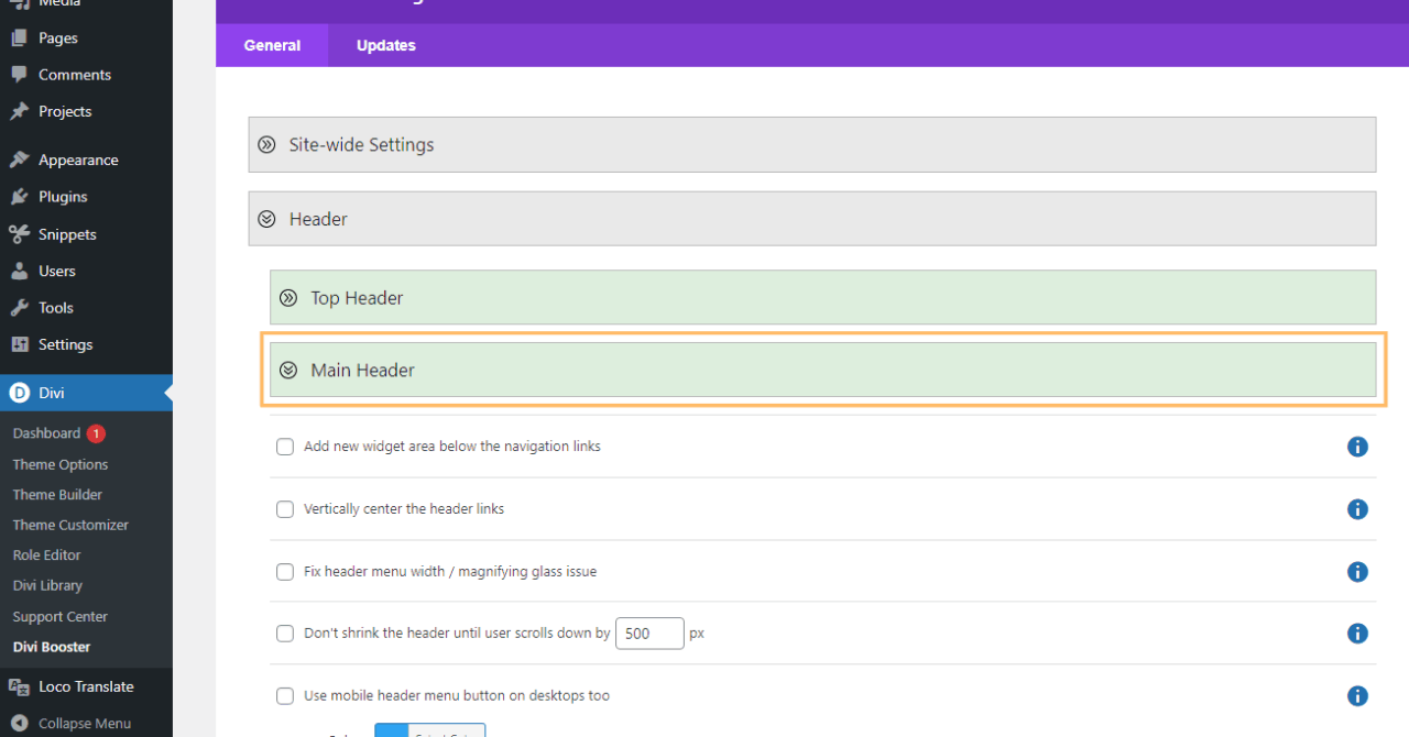 Removing the Divi Header Bottom Border - Divi Booster
